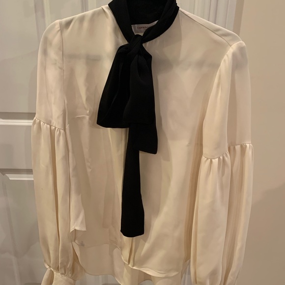Carolina Herrera | Tops | Carolina Herrera Lavalier Bow Silk Blouse ...